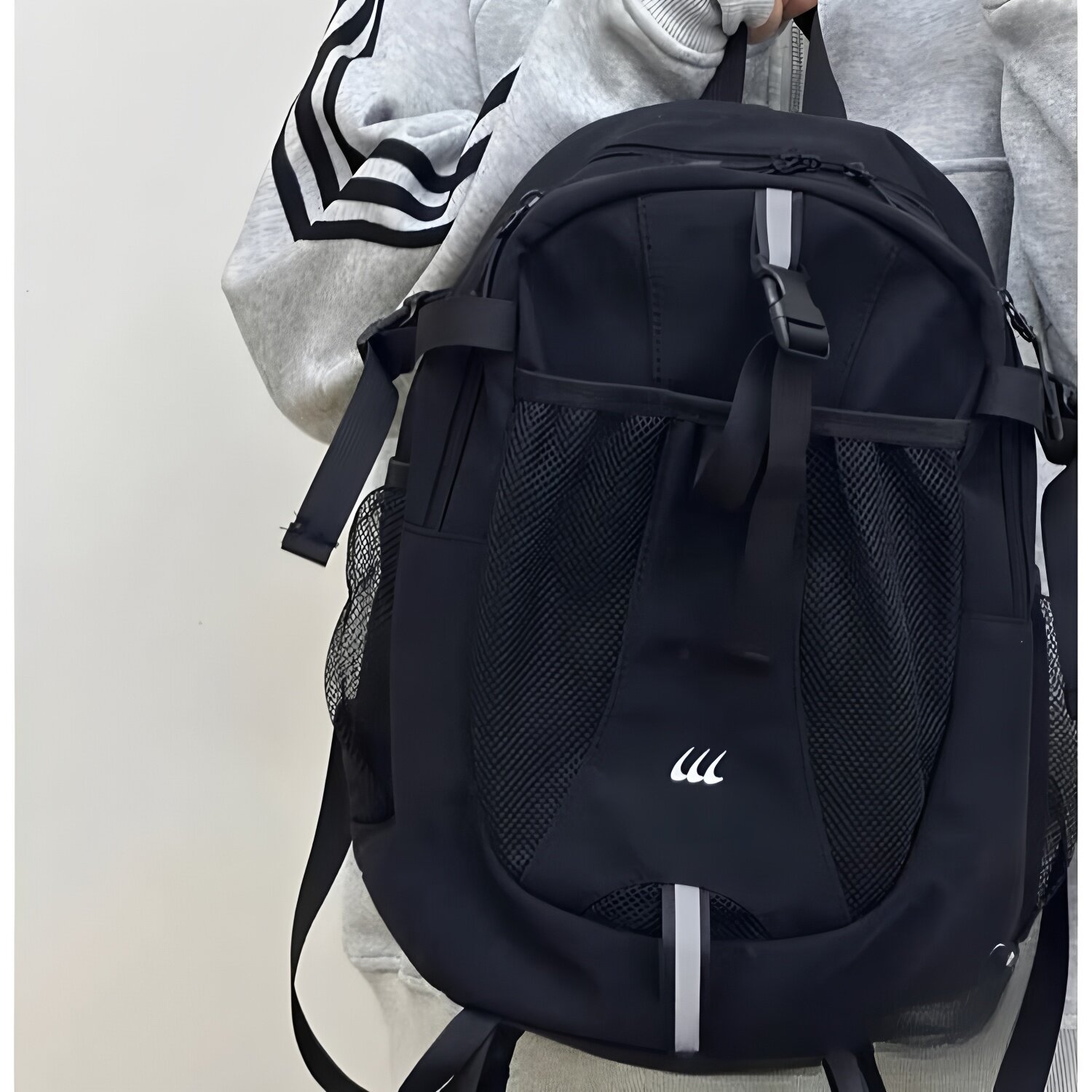 Винтажный рюкзак в уличном стиле, чёрный, Женский 25 * 17 * 38cm