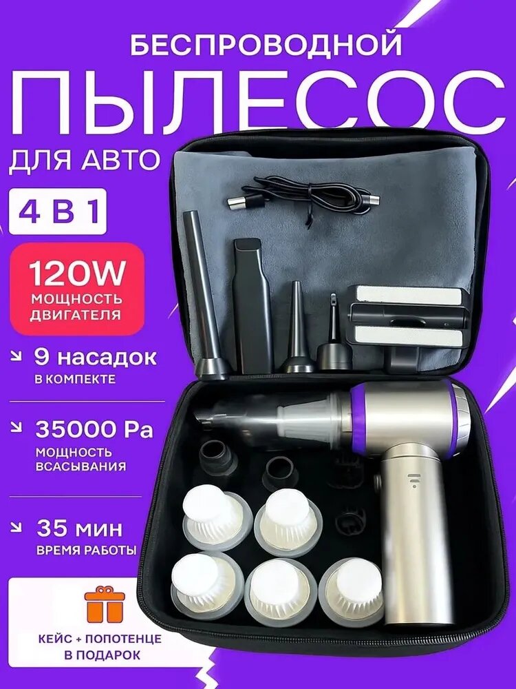 Пылесос для автомобиля беспроводной мощный воздуходувка