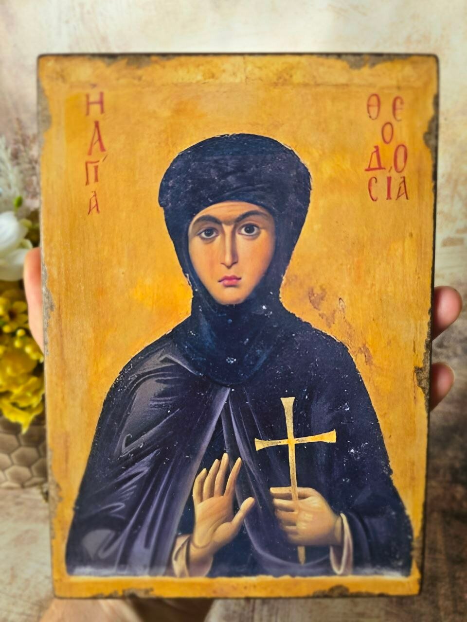 Икона мученица Феодосия, под старину,19*25 см