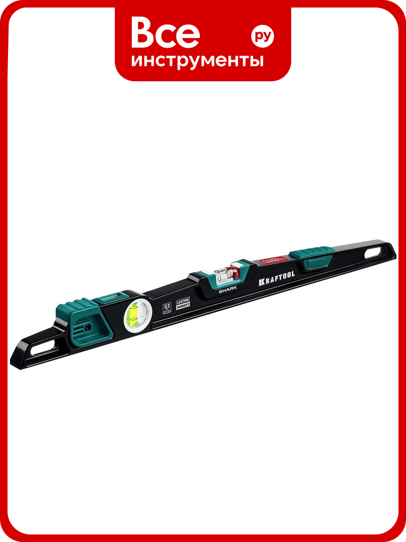 Литой уровень KRAFTOOL Shark с глазком a-rate control, 600 мм 34920-60, с инновационной колбой