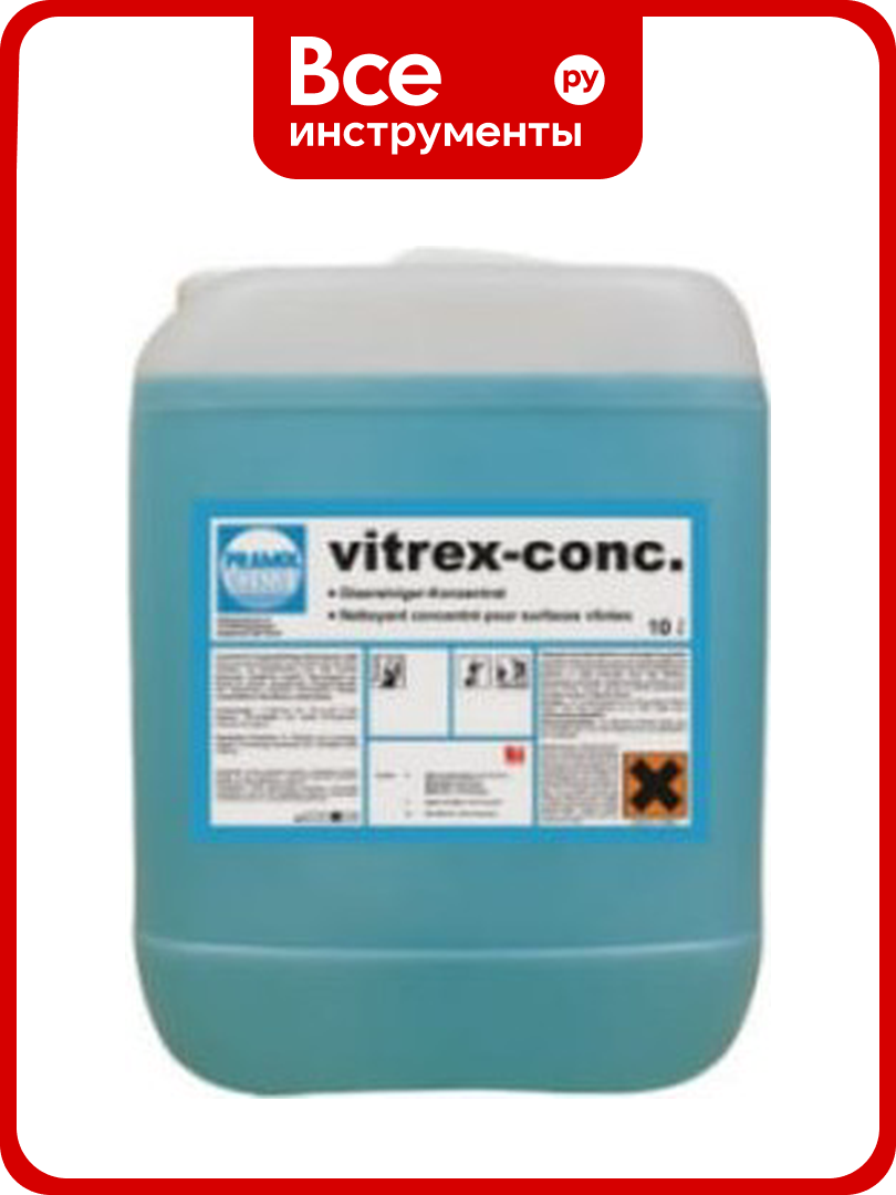Очиститель-концентрат VITREX CONC (10 л) для очистки стеклянных поверхностей Pramol 1225.101 для чистки всех