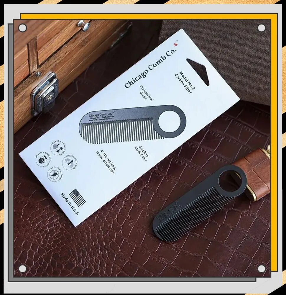 Chicago Comb co Антистатическая расческа для укладки из углеродного волокна ; Мужская расческа для укладки жирных волос.
