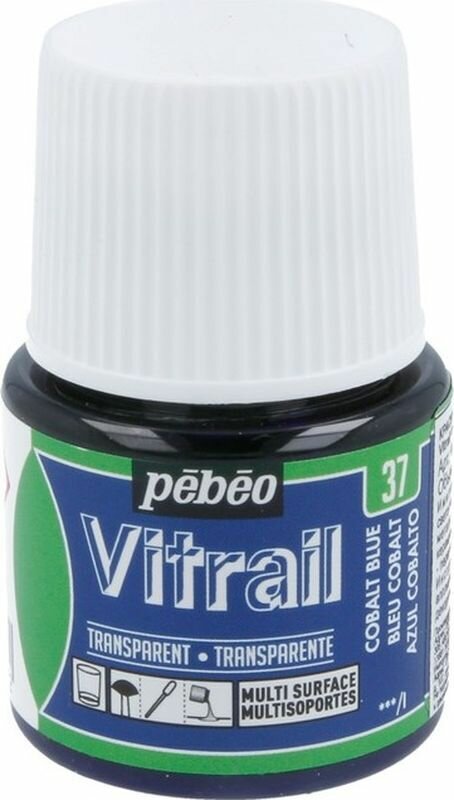 Pebeo Краска для стекла и металла Vitrail лаковая прозрачная цвет 050-037 кобальт синий 45 мл