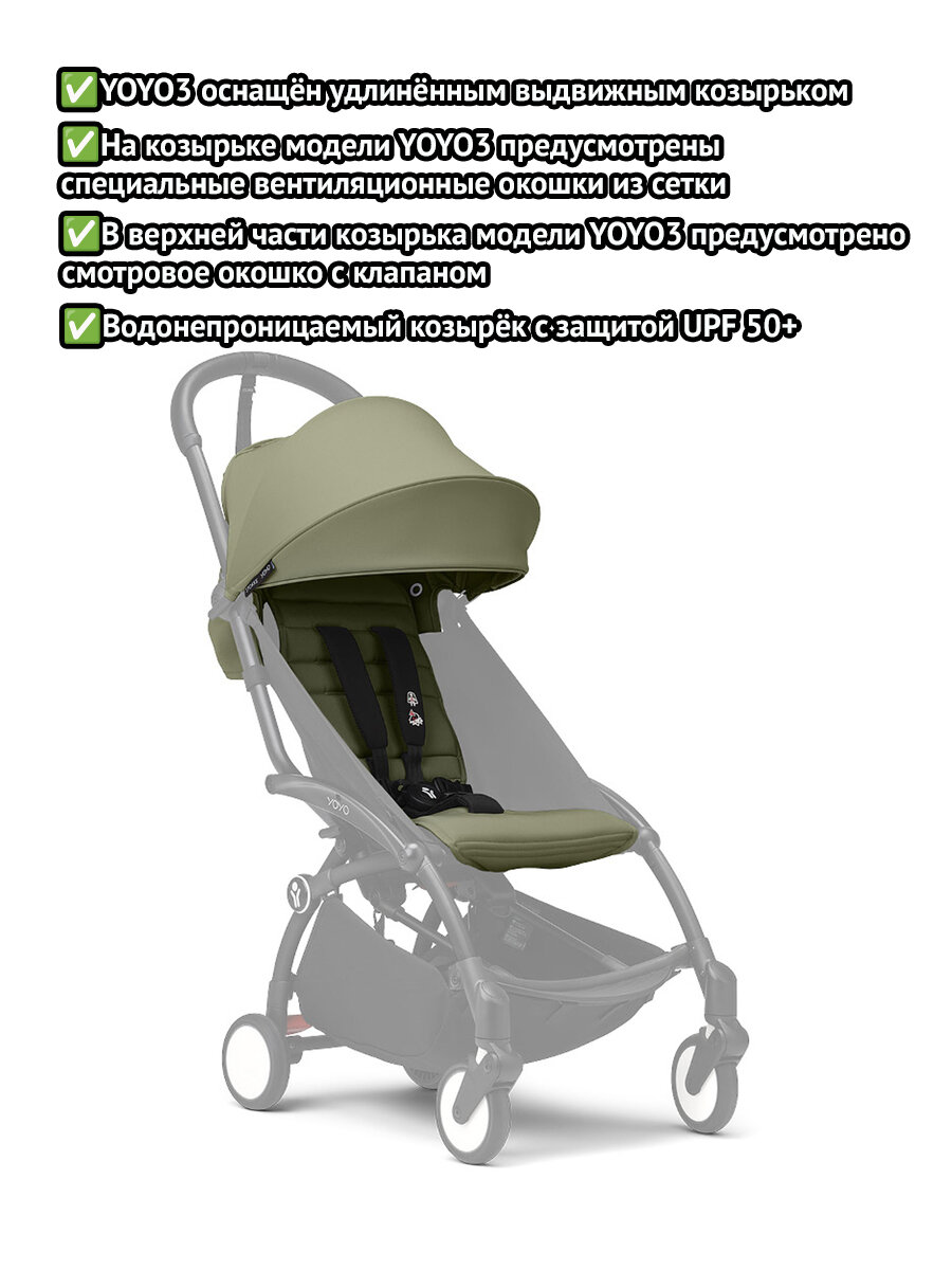 Текстильный набор Stokke YOYO3 6+ Olive: сиденье, капюшон и карман