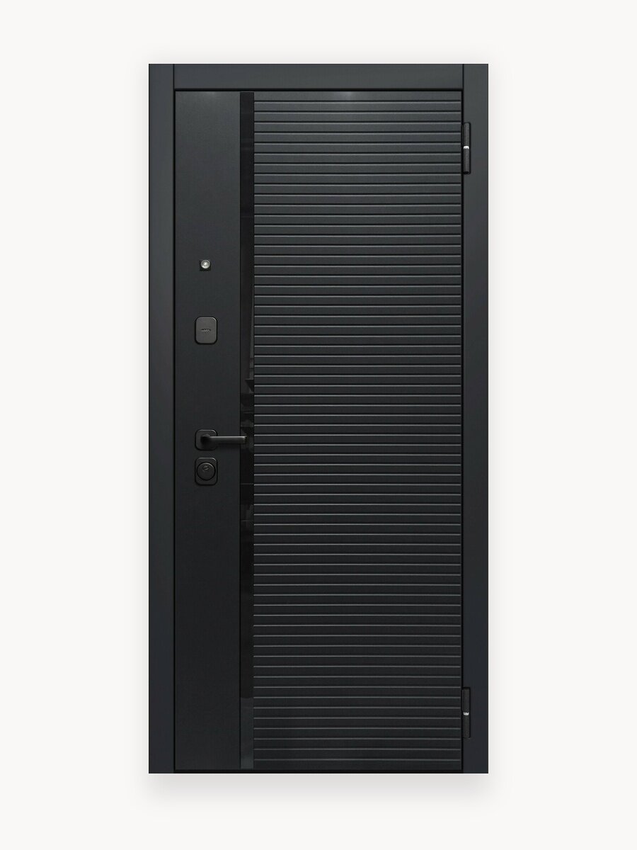 Входная дверь Ferroni Черное Зеркало Сатин Черный (960мм) правая