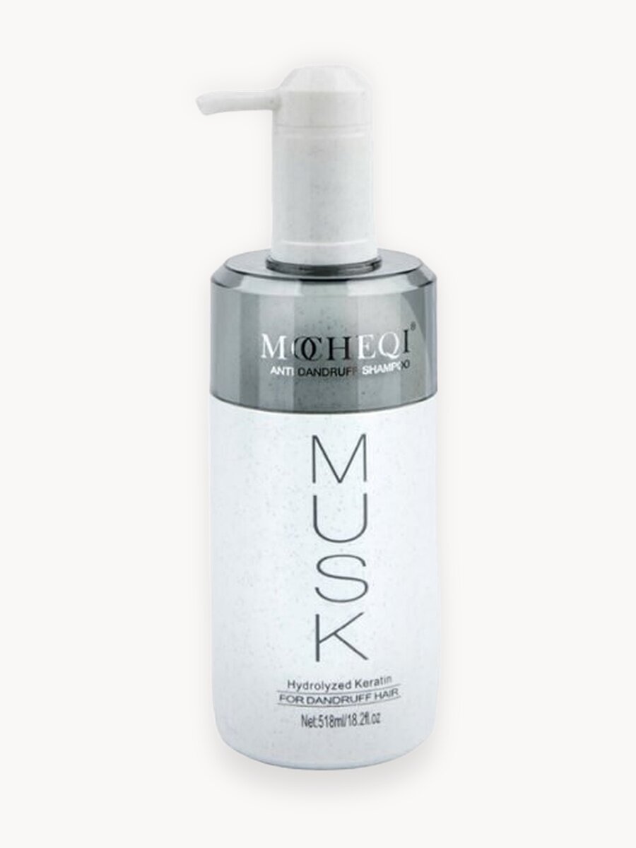 Шампунь против перхоти MOCHEQI MUSK с гидролизованным кератином и маслом жожоба, 518 мл