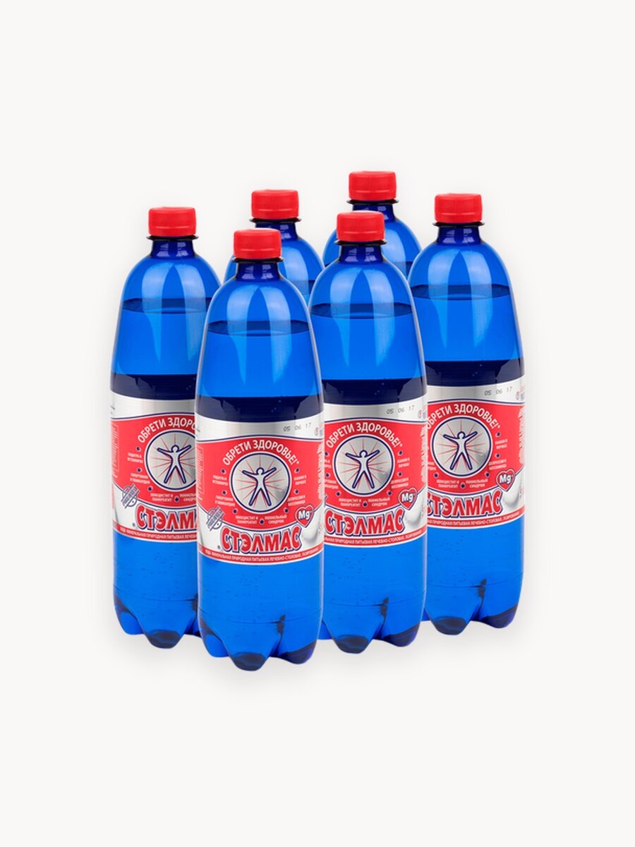 Вода минеральная STELMAS Mg+ (Стэлмас Магний) 1,0 л х 6 бутылок, газированная, пэт