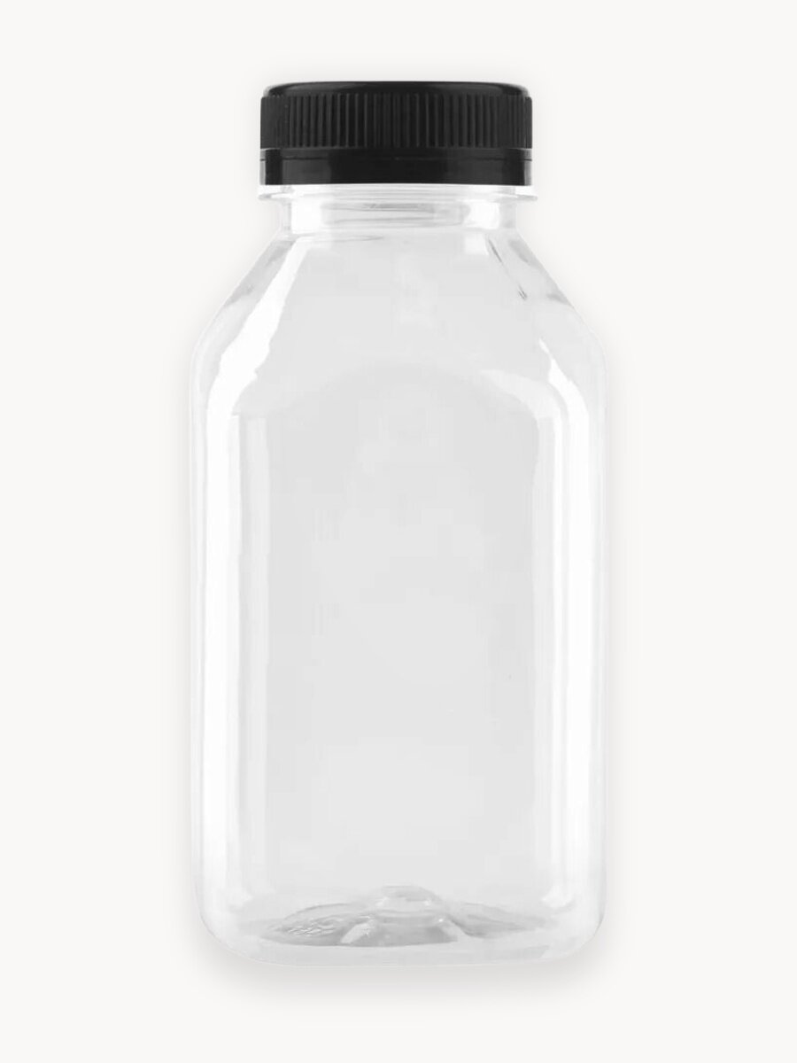 Одноразовая бутылка с черной крышкой для морсов, компотов, 0,3 л, 10 шт.