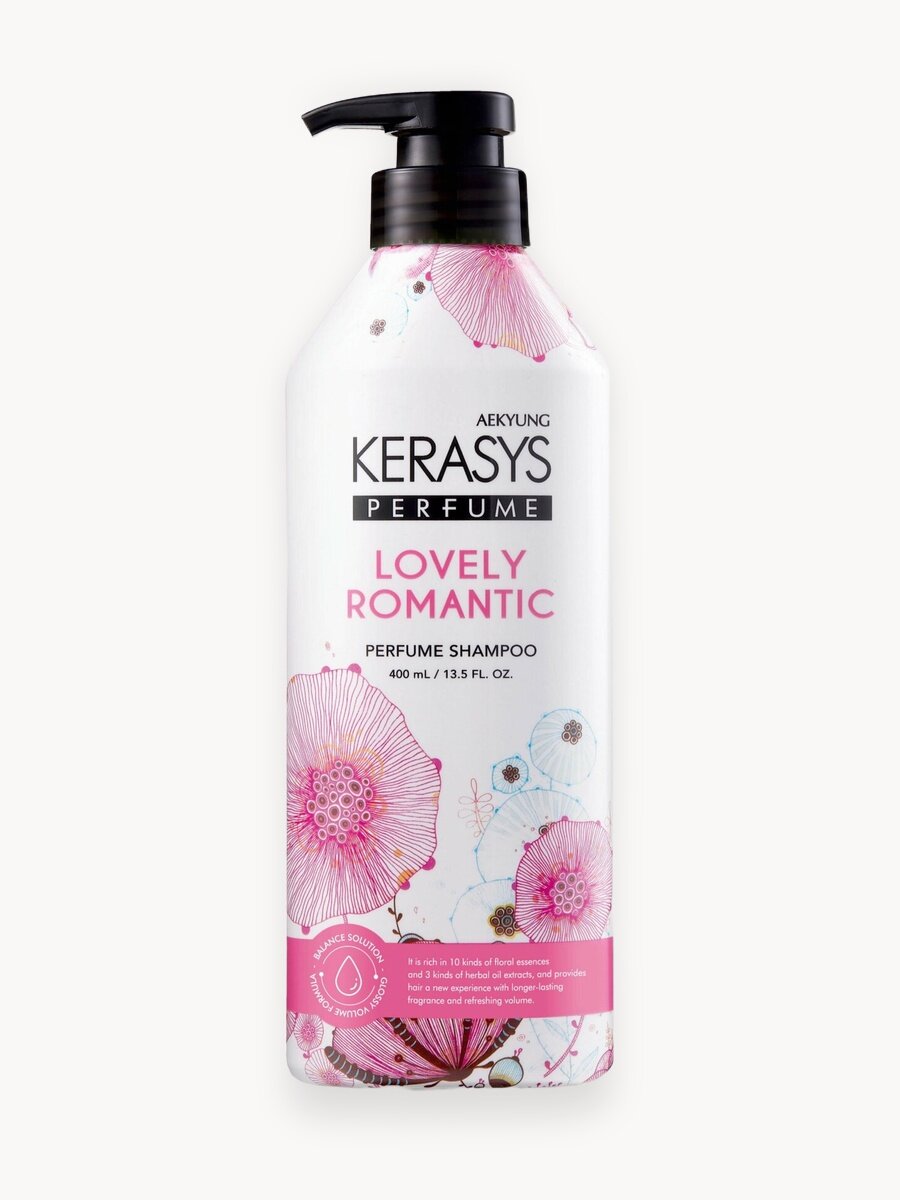 Kerasys Парфюмированный Шампунь для волос с секущимися концами Романтик с гиалуроновой кислотой 400 мл, Корея