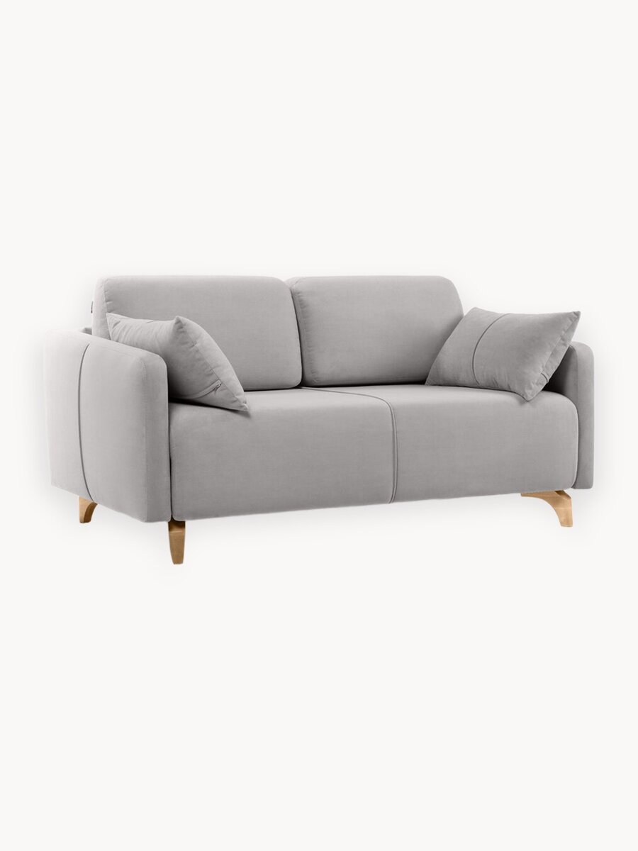 Диван раскладной двухместный Divan.ru Льери Мини Velvet Grey, 164х105х85 см, спальное место 200х140 см, серый, велюр
