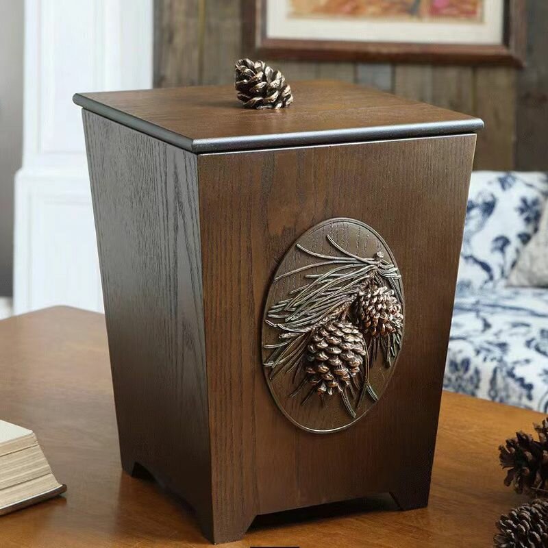 Креативное декоративное мусорное ведро из сосновой шишки, деревянная мусорная станция с крышкой