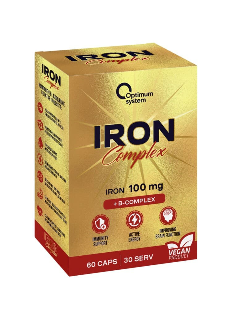 Optimum System Gold Series Iron Chelat, Железо хелат 100 60 капсул