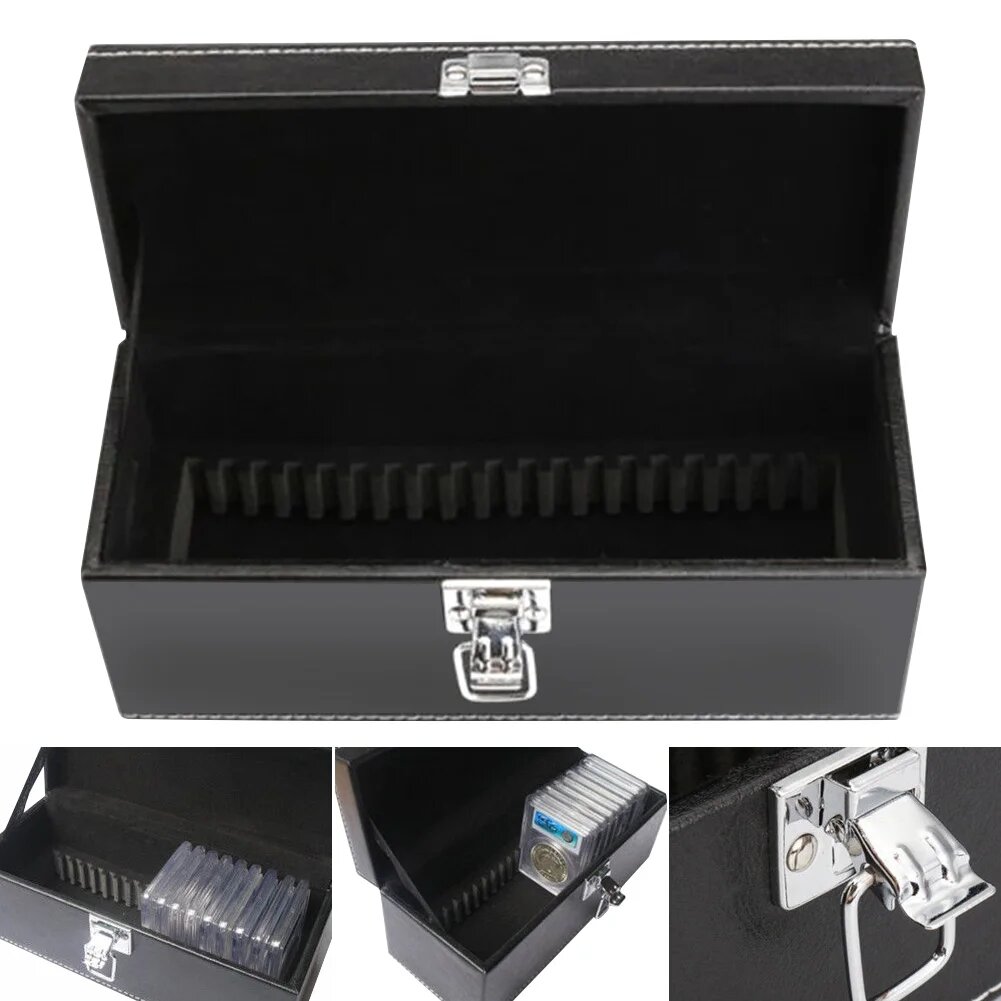 Футляр для монет "NGC PCGS ANACS", черный, искусственная кожа, Вы можете поставить 20 монет