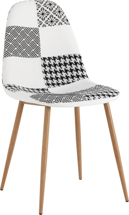 Стул Stool Group Валенсия SN рогожка пэчворк черно-белый, ножки светлое дерево