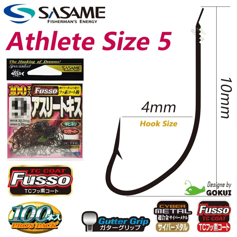 SASAME 100 шт. рыболовные крючки Athlete Kisu высокоуглеродистая сталь Size 5 100pcs