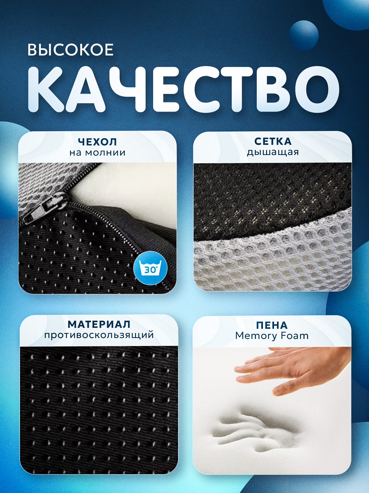 Подушка на стул, ортопедическая подушка для сидения, средняя жесткость, с эффектом памяти, 40x45x8 см
