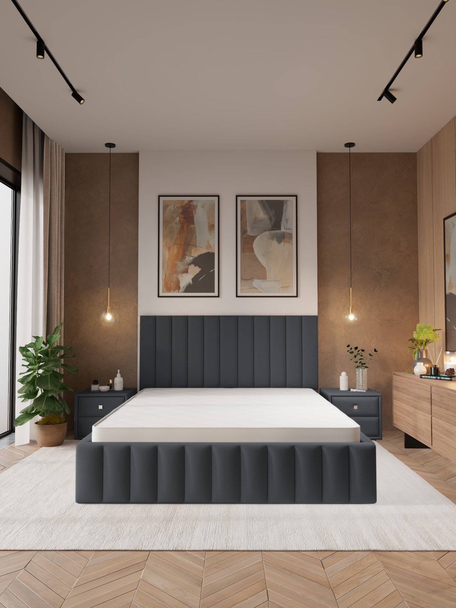 Кровать двуспальная Микс Интерьер 140х200 с подъемным механизмом, Альпия с мягким изголовьем для дома и спальни, ортопедическое основание, ящик для белья