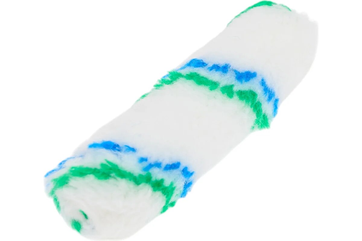 Валик-мини 6х15х100мм, полиэстер структурированный, сине-зеленой полосой, ворс 12мм (2 штуки) "888"