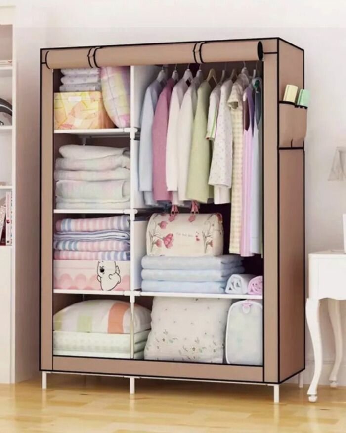 Шкаф гардеробный для хранения, металлический, 105х45х165 см светло коричневый складной тканевой универсальный