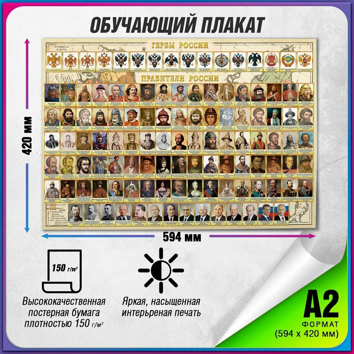 Плакат, стенгазета "Правители России" / А-2 (60x42 см)