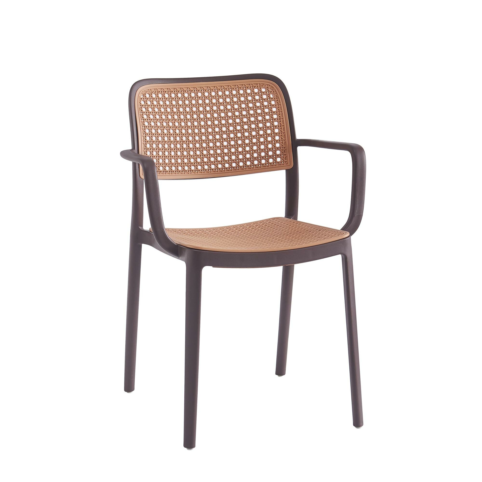 Стул Yona STOOL GROUP коричневый, дерево, с подлокотниками