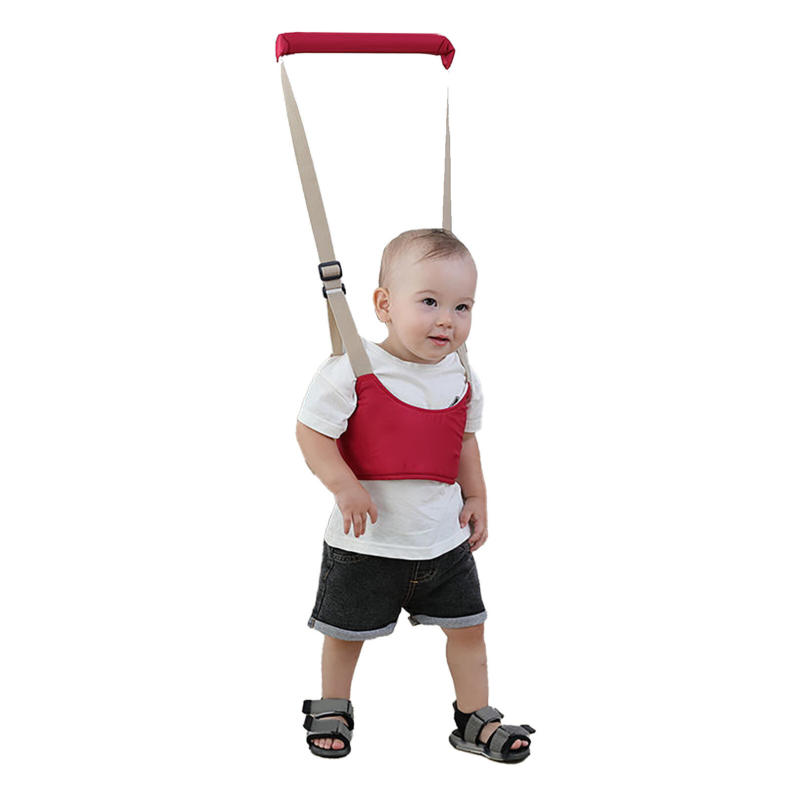 Ручная регулируемая шлейка для прогулок малыша, предотвращающая потерю, впитывающая, мягкая, дышащая, красная.