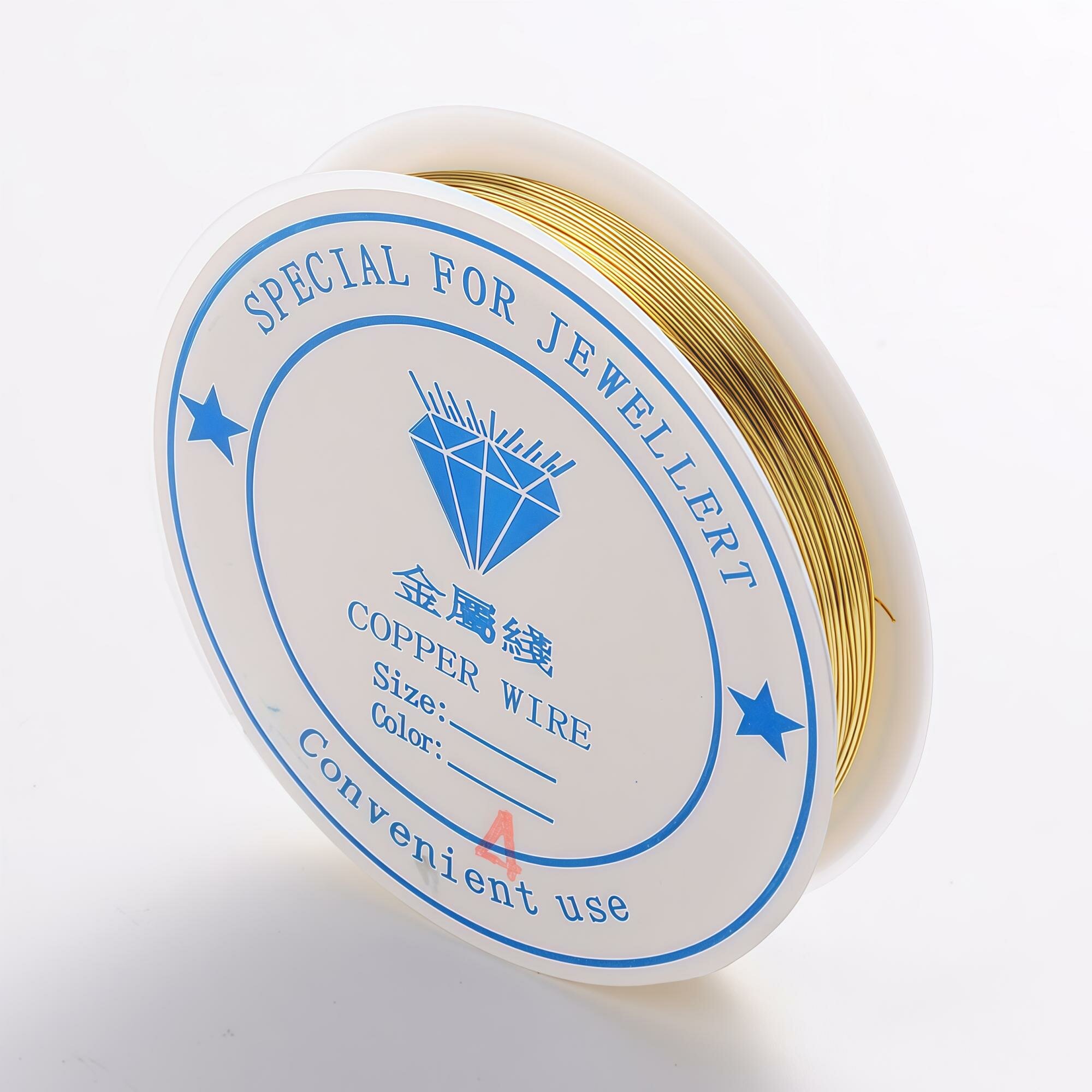 Проволока гибкая, 0.4мм, мягкая, золотистого цвета, 15 метров, катушка