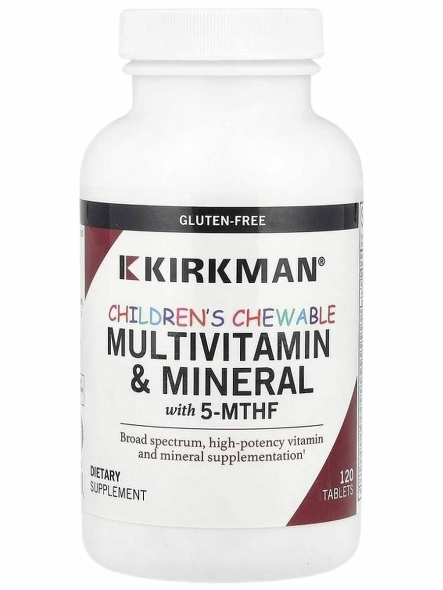 Kirkman, Childrens Multivitamin & Mineral, мультивитамины и минералы для детей с 5-МТГФ, 120 таблеток