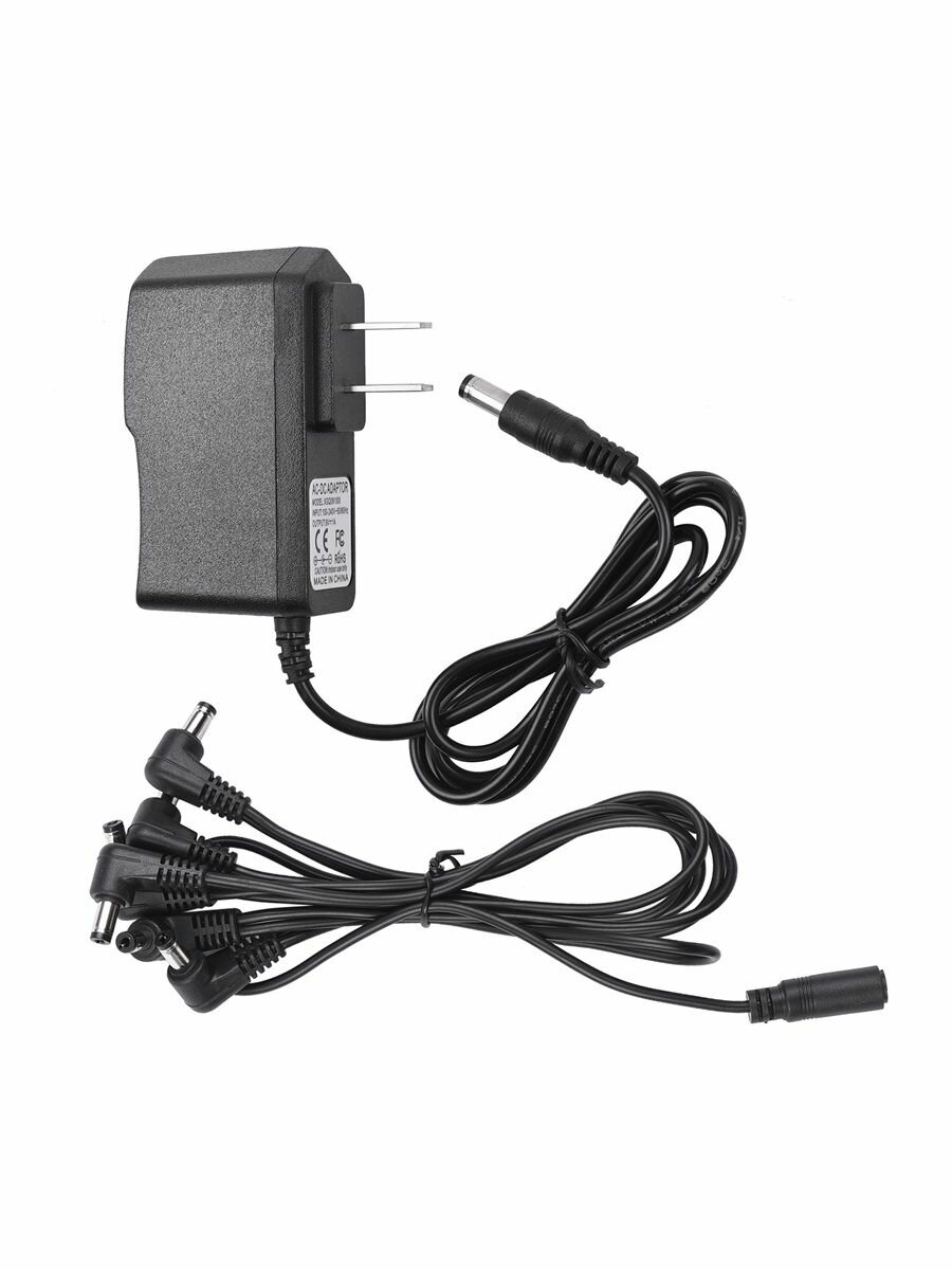 Блок питания педали эффектов гитары, 6-контактный адаптер шлейфового подключения с угловым кабелем, 6-выходная линия питания для многопедальных плат, шумоподавление