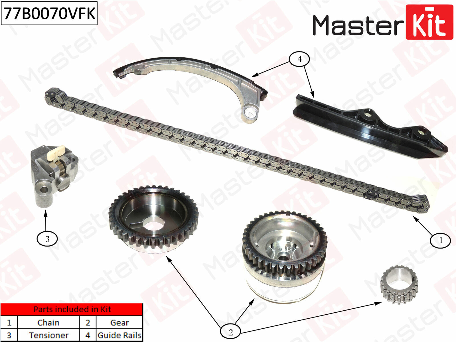 Комплект Цепи Грм Nissan Micra Iii/Note E11C G10/12De/Cr14De 1.2I-1.4I 03-12 (Vvt)(Masterkit 77B0070Vfk)