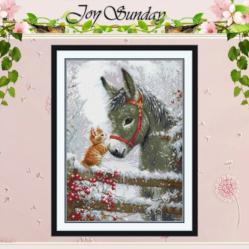 Набор для вышивки крестом Joy Sunday "Warm Embrace Animals" 14CT picture printed