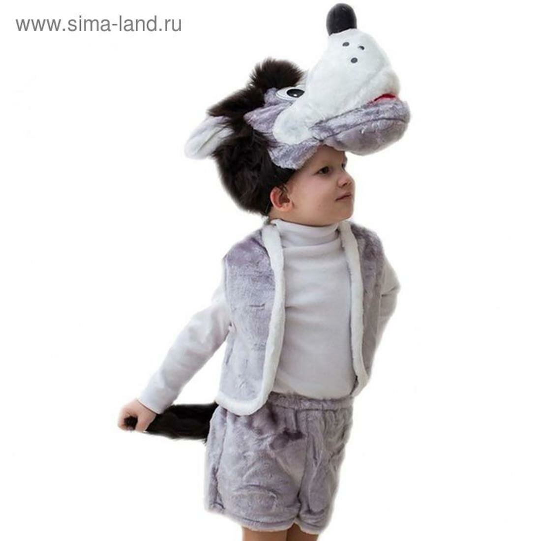 Карнавальный костюм "Волк", шапка, жилет, шорты с хвостом 3-5 лет, рост 104-116 989 2797422