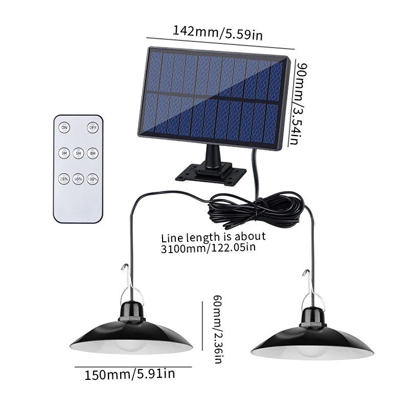 Солнечный подвесной светильник LED, Double K3008SX0-B