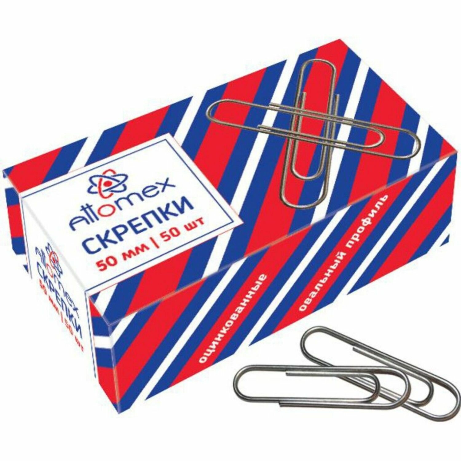 Скрепки 50мм - 50шт. оцинкованные, карт. уп.