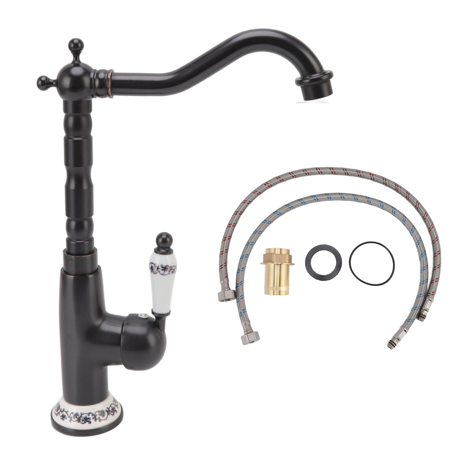 Антикварный кран ретро -стиль фарфоровый клапан длинный носик прочный духовой вращающийся антикварный смеситель для ванной комнаты кухня для ванной