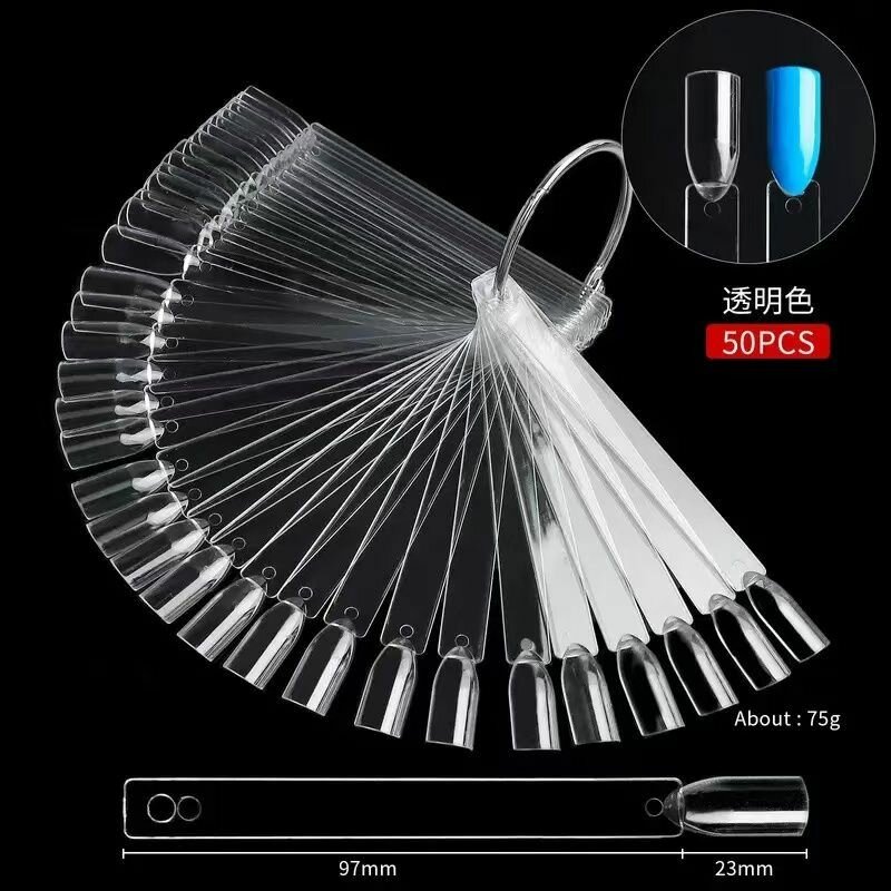 Типсы на кольце для дизайна ногтей 50 шт миндаль палитра гель лаков веер для маникюра