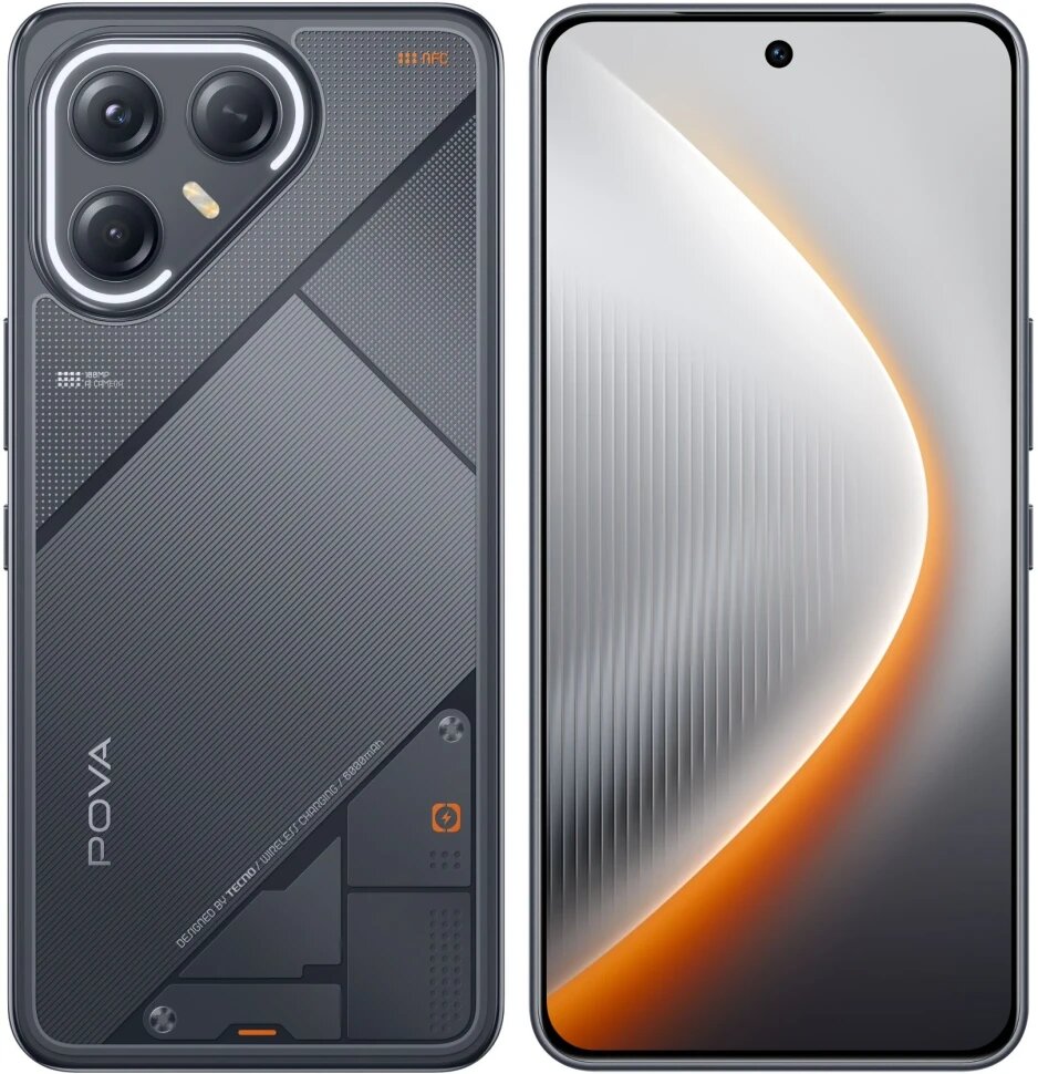 6.67" Смартфон Tecno POVA 7 Ultra 5G 8/256 ГБ, AMOLED, NFC, 6000 мА*ч, черный