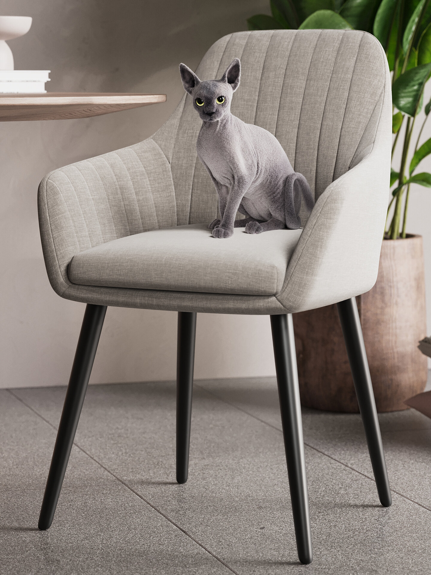 Стул кресло Moby для кухни мягкий велюр, светло-серый