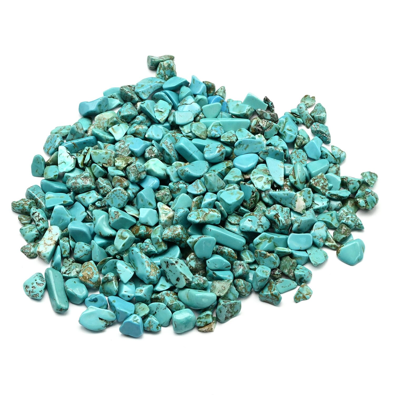 Бирюза (имитация) галтовка фракция 5-10мм, упаковка 100г .