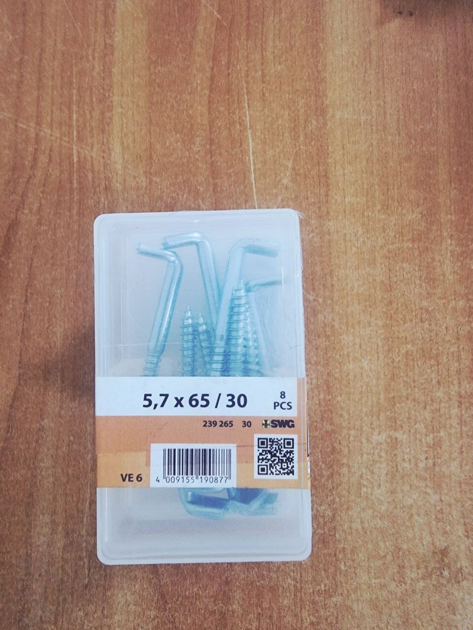 Шуруп крюк для крепления 5,7*65/30 (8 шт-1уп*4пачки ) Германия, SWG