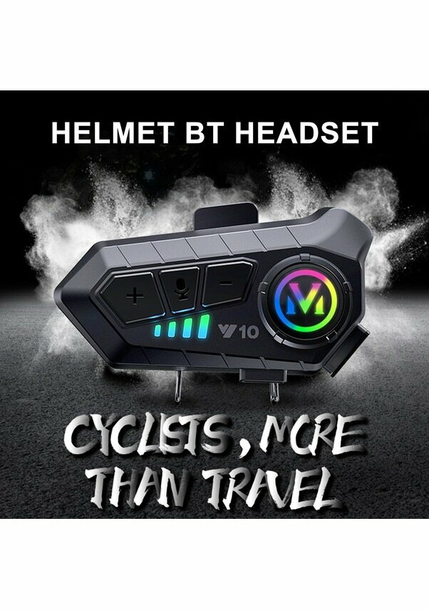 Bluetooth-гарнитура для мотоциклетного шлема Y10, черная, BT5.3, подключение к двум телефонам, мягкий и жесткий микрофон, водонепроницаемость IPX6, голосовой помощник с искусственным интеллектом