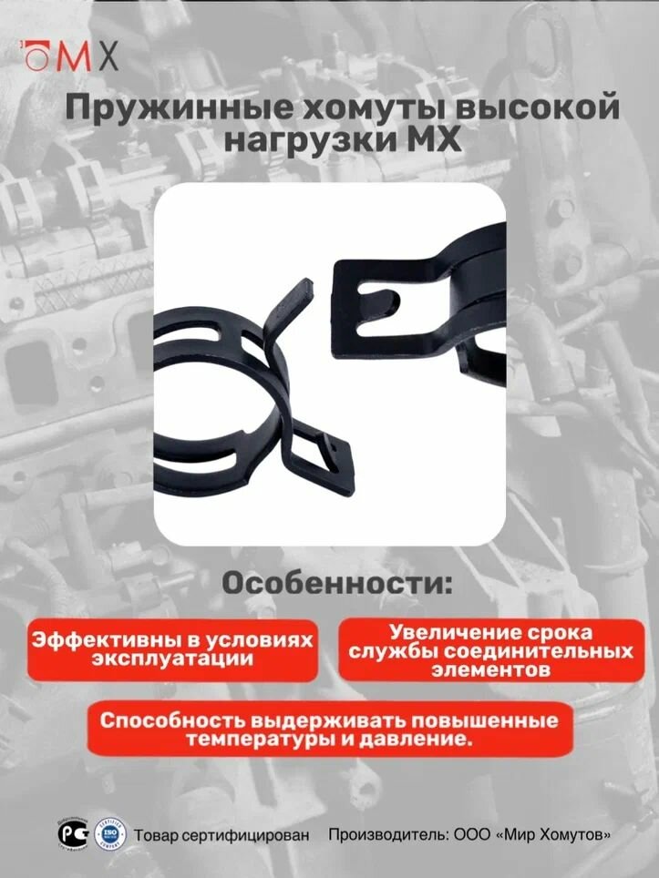 Хомут пружинный высокой нагрузки 30х12, 1шт МХ Мир Хомутов