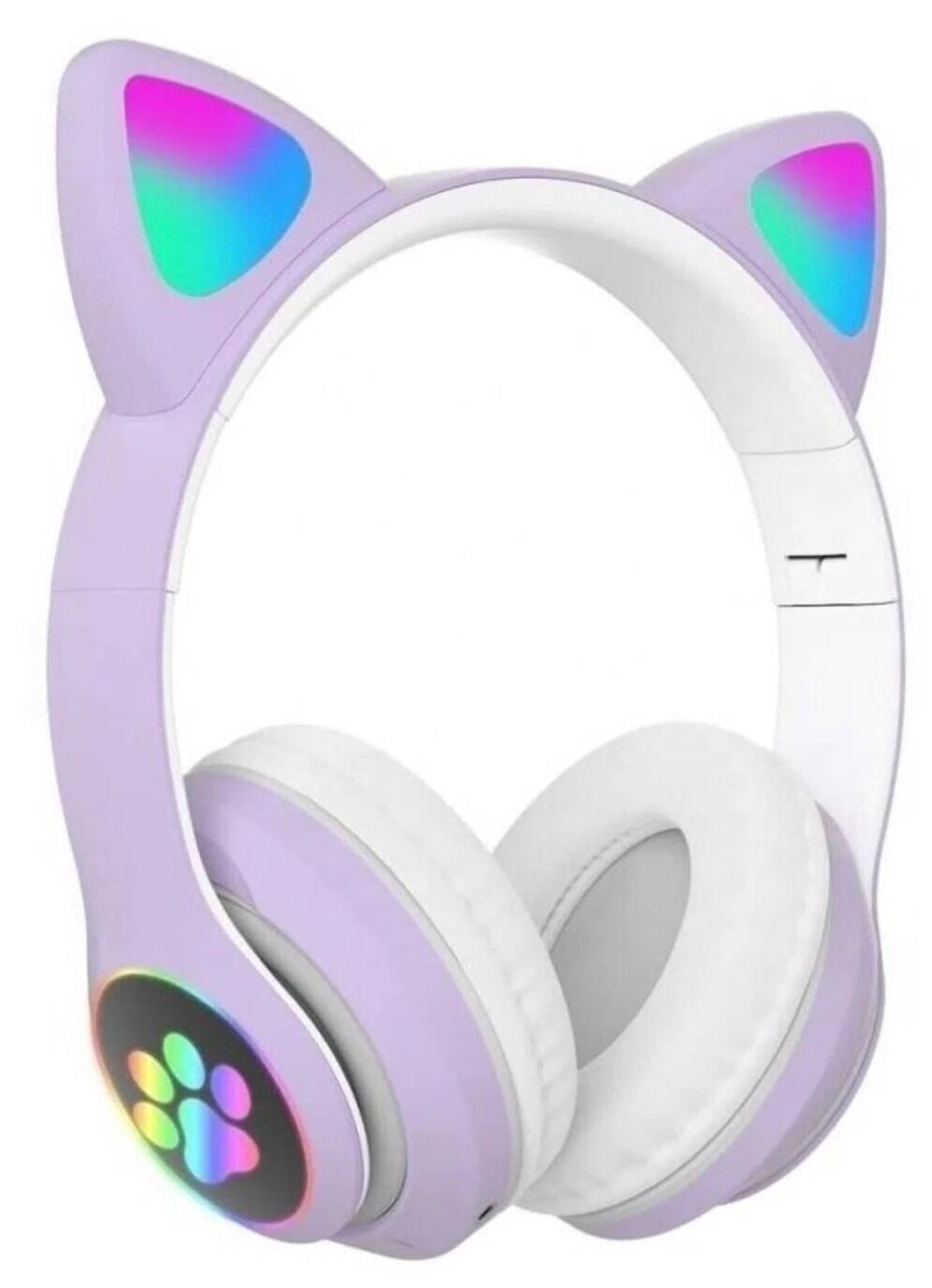 Беспроводные Bluetooth наушники с кошачьими светящимися ушками для детей и взрослых Cat Ear VZV-28M фиолетовый