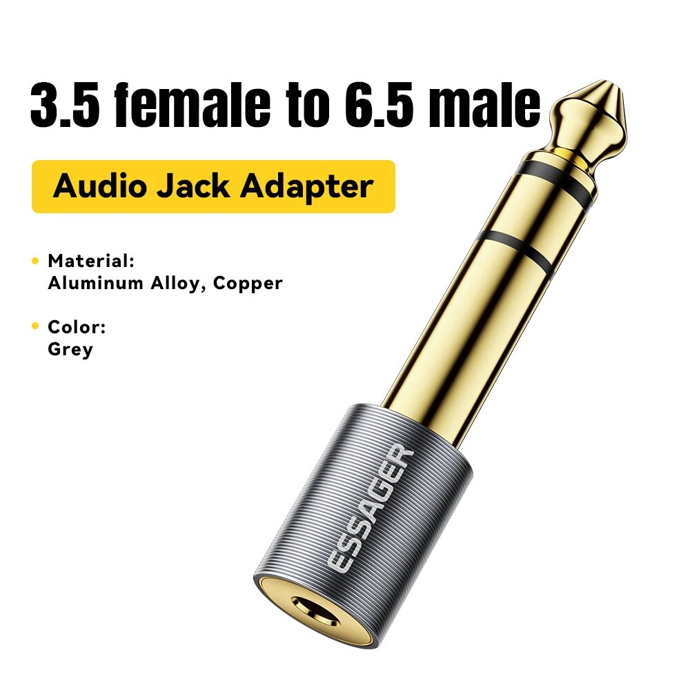 Essager адаптер с разъемом 3,5–6,5 мм, усилитель для наушников, аудиоадаптер, разъем для микрофона, разъем с разъемом «мама» на 3,5 мм «папа»