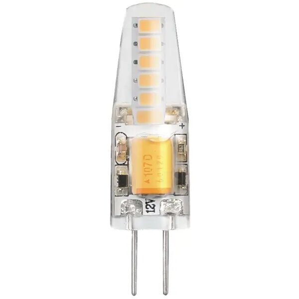Лампа светодиодная Gauss Basic G4 12 В 2 Вт карандаш 180 лм, тёплый белый свет