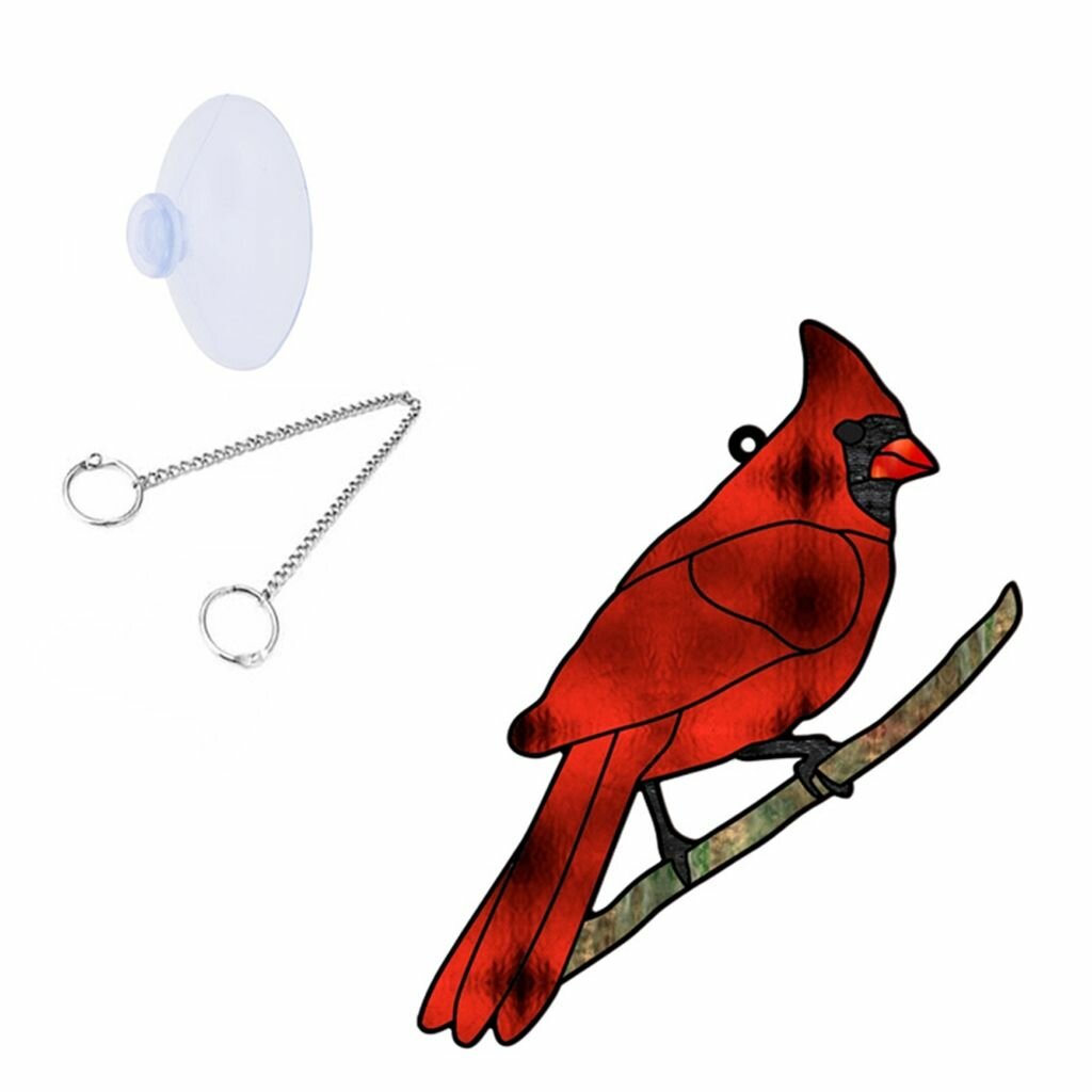 Витражные птицы, подвешиваемые к окну с акриловым мультяшным орнаментом