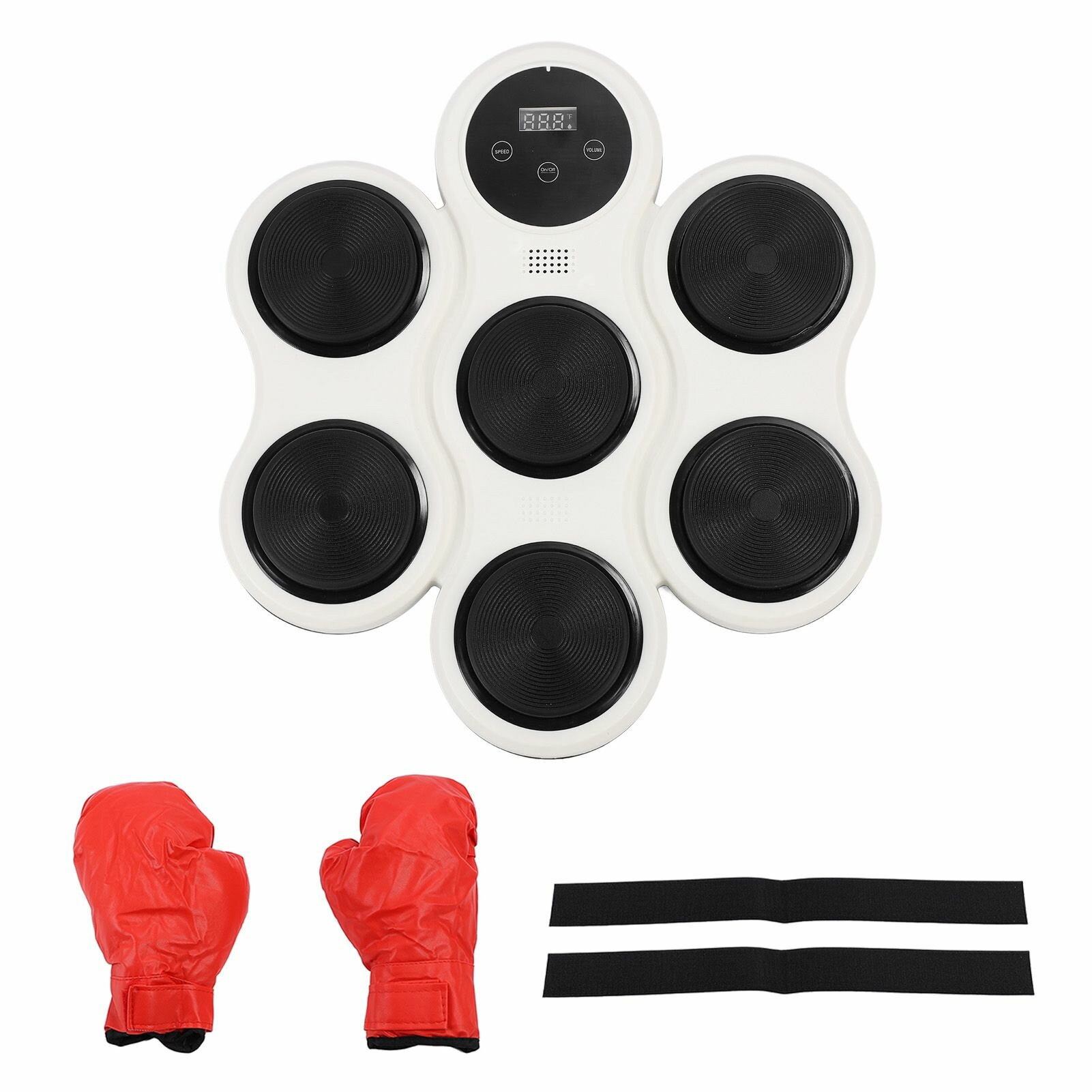 Музыкальный боксерский тренажер с регулируемой скоростью, таймер для снятия стресса, настенный электронный боксерский тренажер с перчатками для дома, в помещении, белый