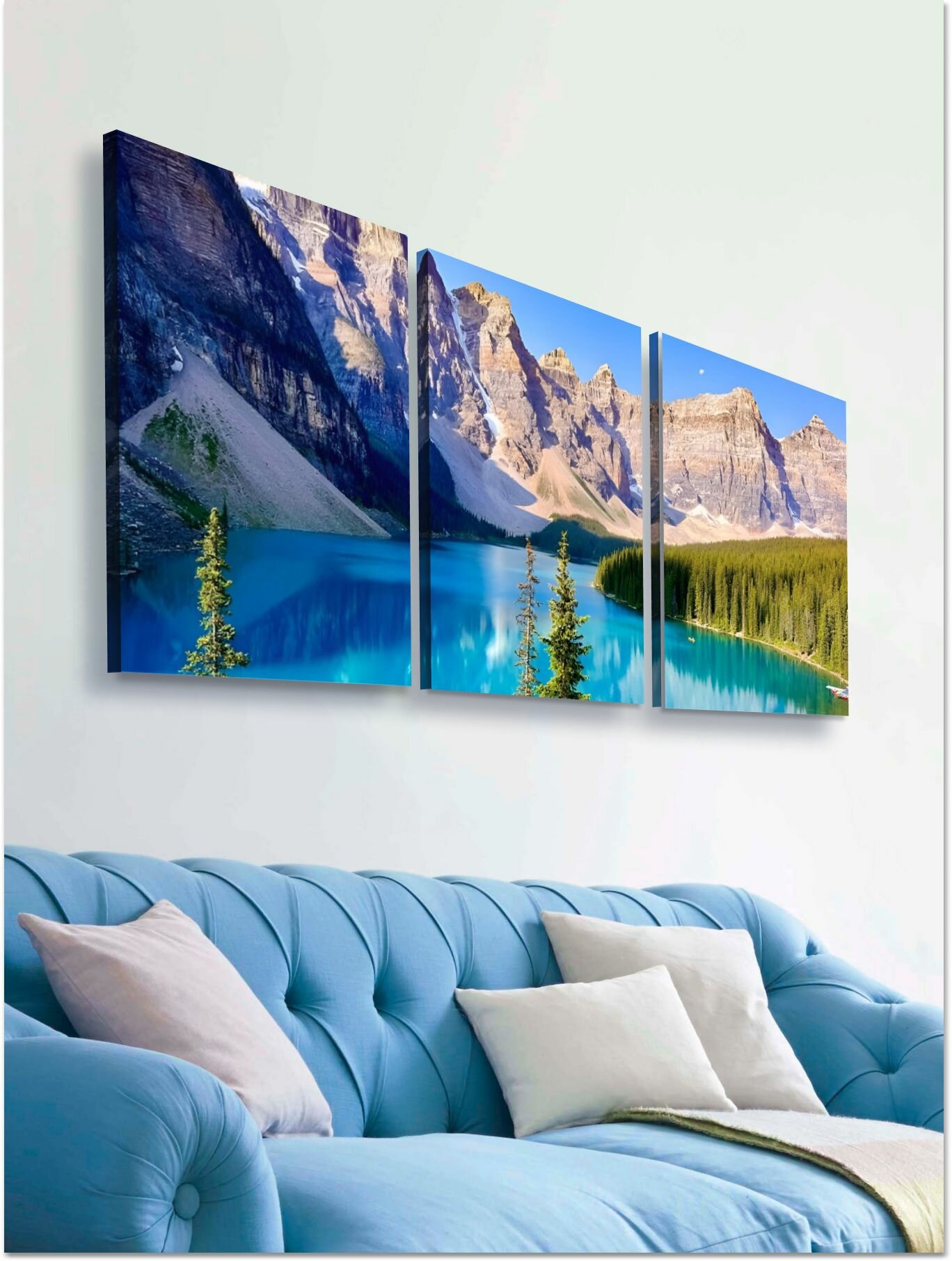 Картина Лазурное озеро и горный хребет модульная 50x70см 3шт.