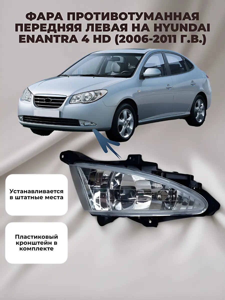 Фара противотуманная левая на Hyundai Elantra 4 HD (2006 - 2011 г. в. )