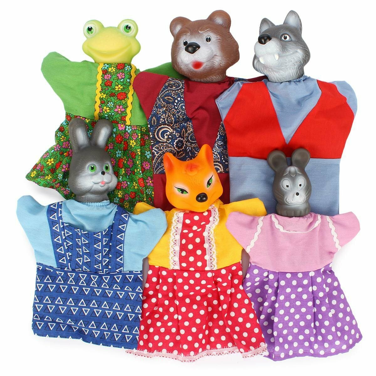 Кукольный театр "Теремок" сказка в действии, 6 персонажей, ткань